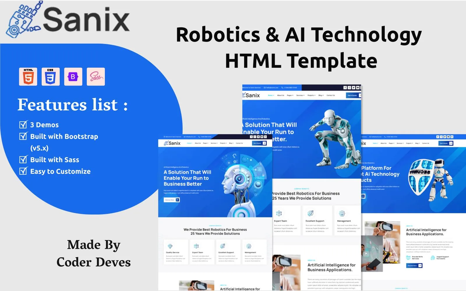 Sanix - Robotics & AI Technology HTML Template Website Template ...