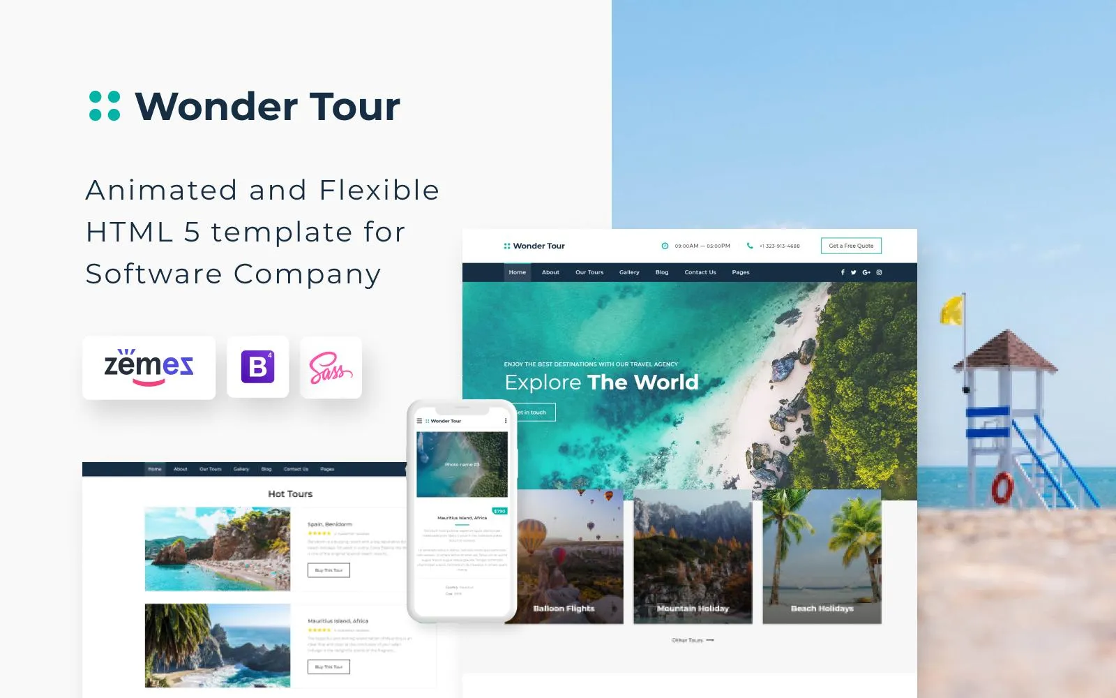 Wonder Tour - Simple Travel Agency Website Template - Ready4site