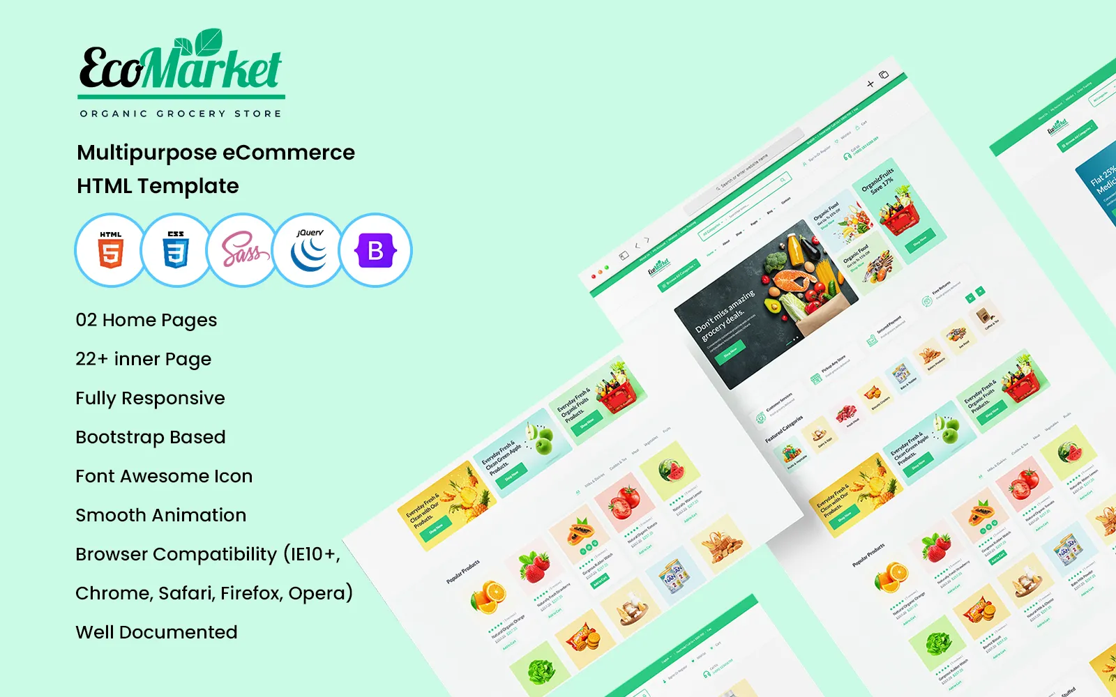 Ecomarket - Organic & Food Store eCommerce HTML Template Website ...
