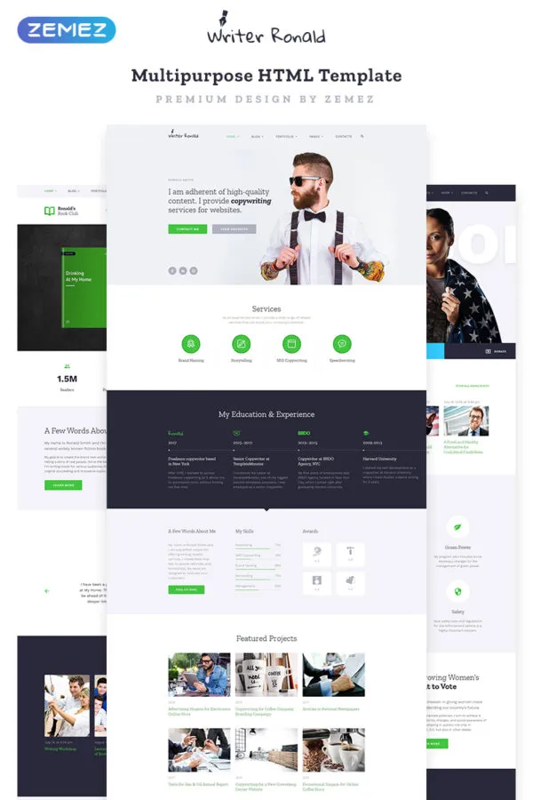 Writer Ronald - Universal Personal Multipurpose HTML Website Template ...